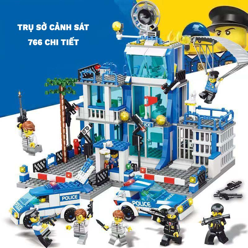 [766 Chi Tiết] Bộ Đồ Chơi Lắp Ráp Lego Trụ Sở Cảnh Sát SW766 Xanh, Lắp ...