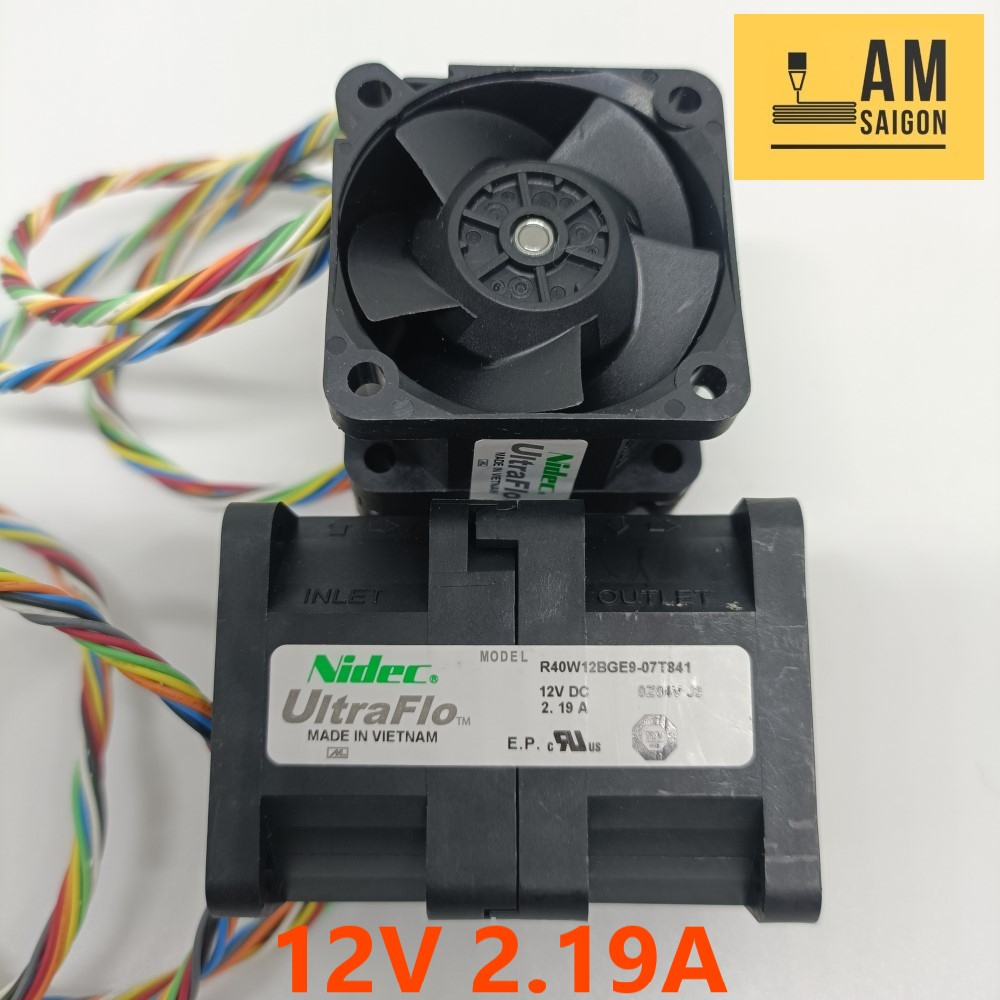 Quạt phản lực đôi Turbo Nidec UltraFlo 4056 4x4x5.6cm 12V 3.2A gió siêu ...