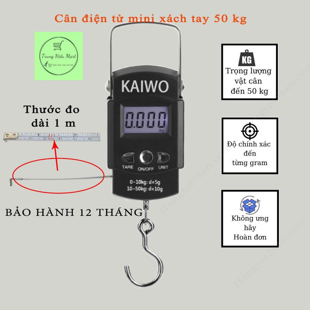 Cân Điện Tử, Cân Sức Khỏe Cân Hành Lý Chính Hãng KAIWO Có Móc Treo 50KG ...