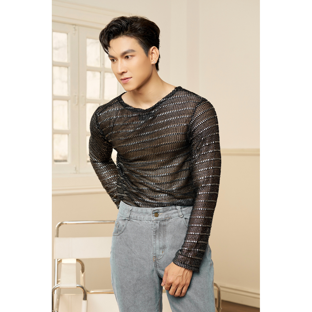Áo Lưới Nam Dài Tay Cổ Thuyền Xuyên Thấu Thương Hiệu Mr Twins | Shopee ...
