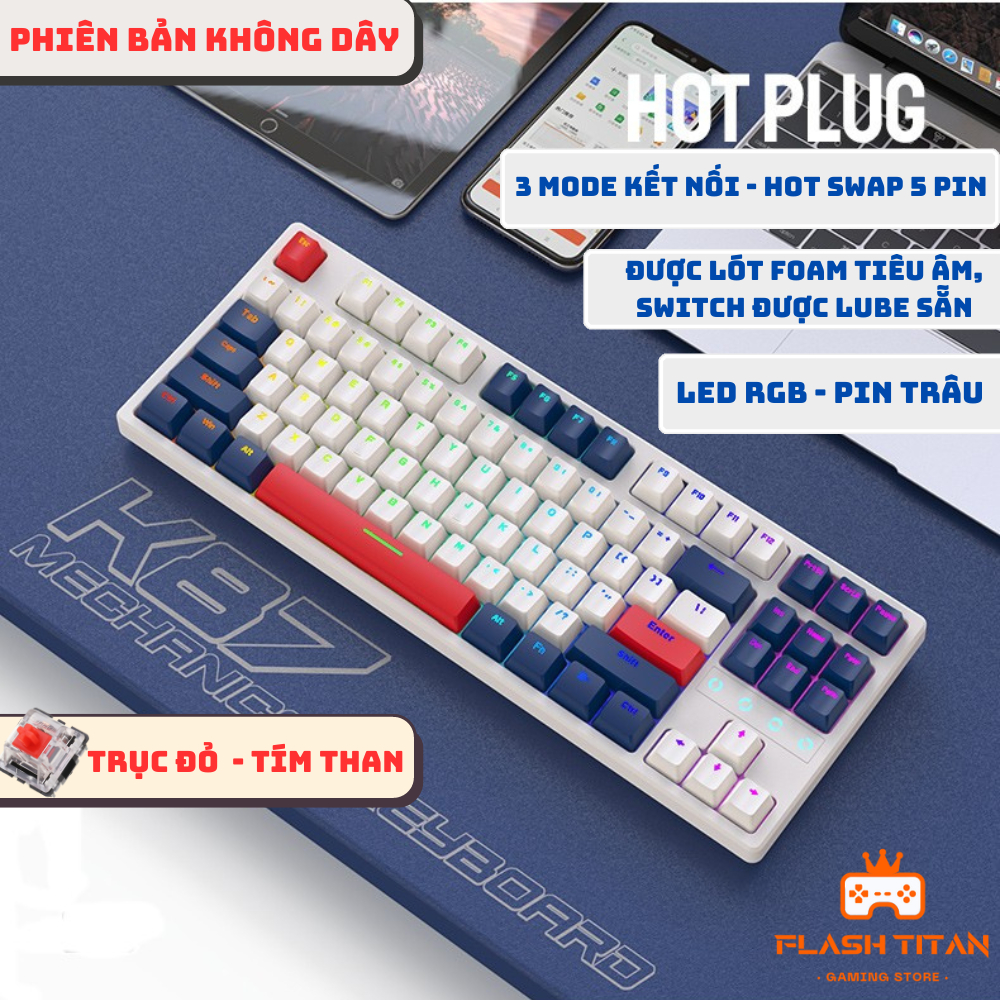 Bàn Phím Cơ Red Switch HOTSWAP K87 Mạch HotSwap 5 pin thay được tất cả ...