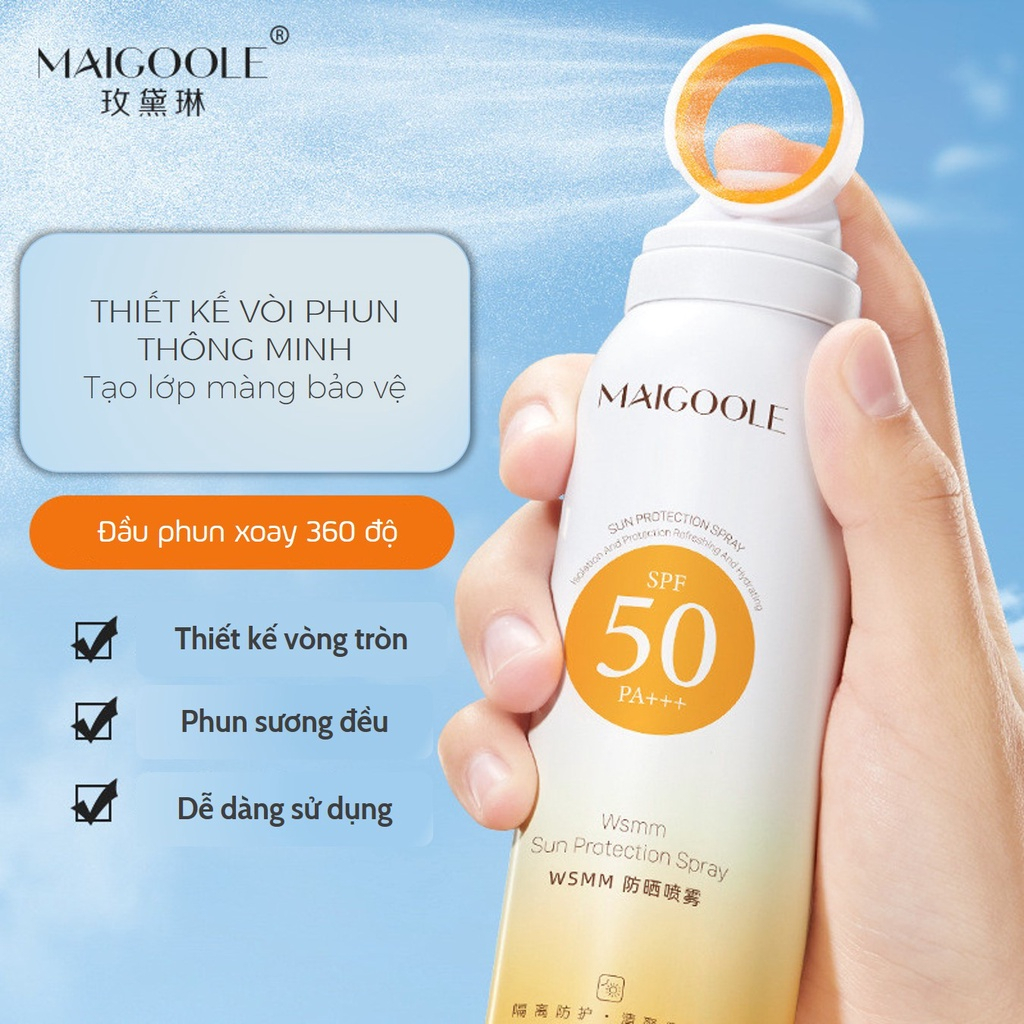 Xịt chống nắng MAIGOOLE 360 độ SPF50 + chống tia cực tím bảo vệ làn da ...