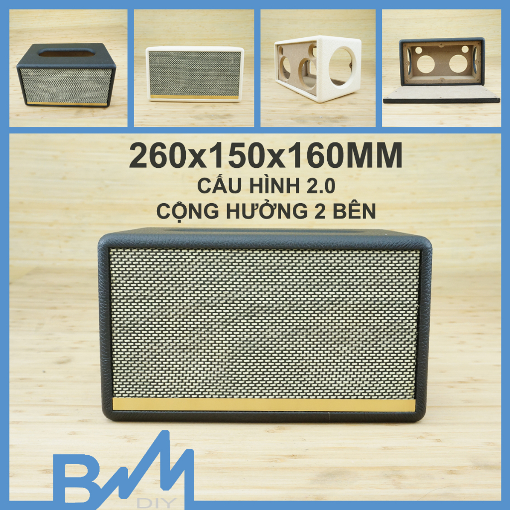 Box loa bọc da 260x150x160mm ghép loa 3inch cộng hưởng dáng acton ...