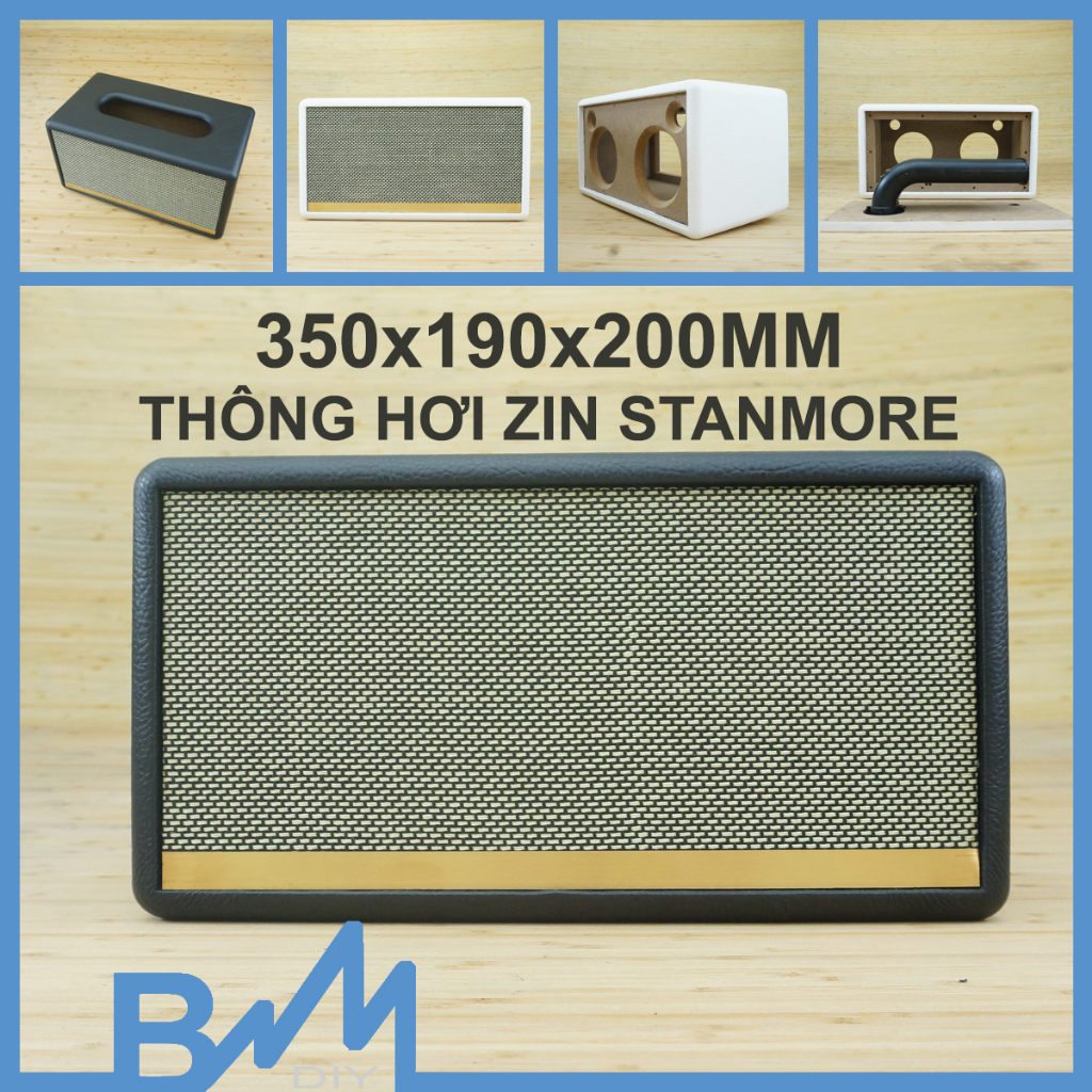 Box loa bọc da 350x190x200mm thông hơi 2.0 ghép loa 4inch dáng Stanmore ...