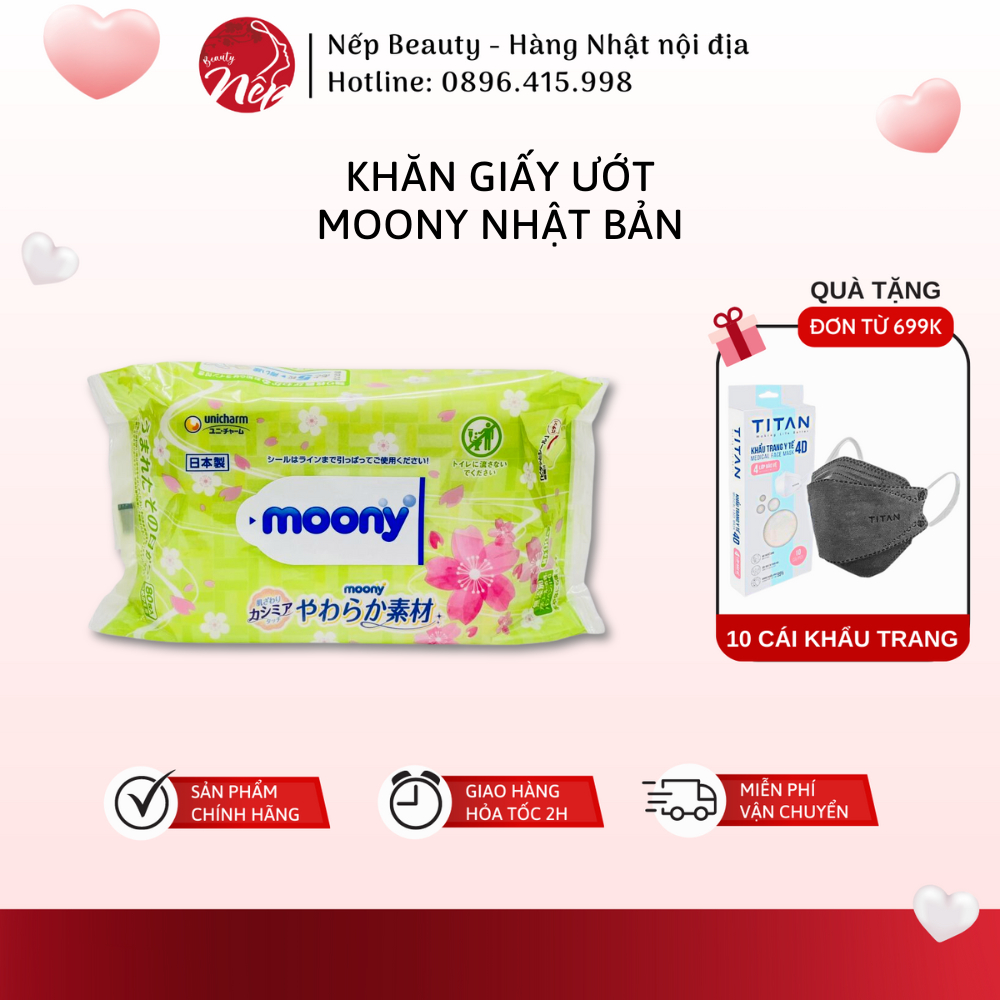Khăn giấy ướt Moony Nhật Bản 76 tờ - Nepbeauty | Shopee Việt Nam