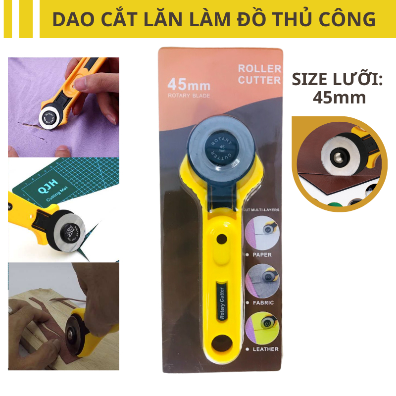 Dao lăn đường kính 45mm, dao cắt da, dao cắt vải, cắt giấy lưỡi tròn tiện dụng - Dụng cụ làm đồ ...