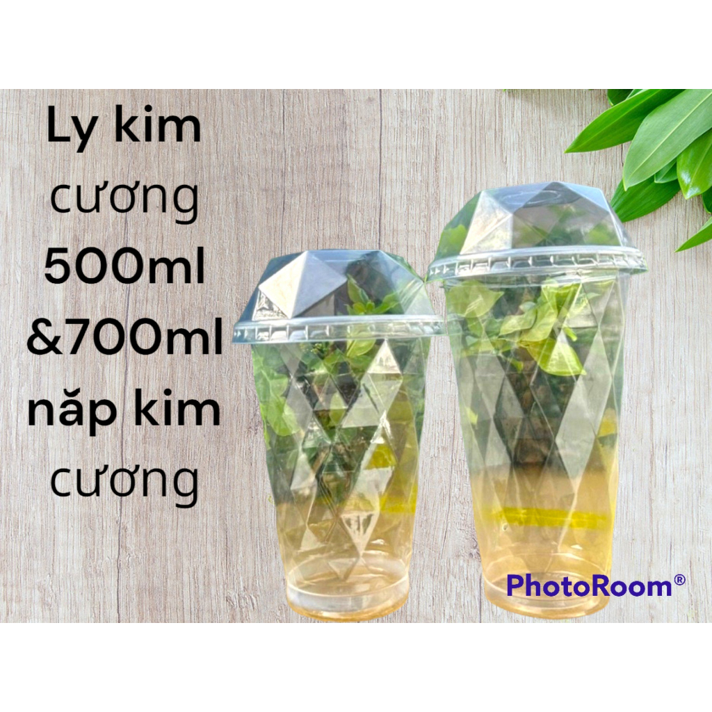 50 Ly kim cương nhựa PP cao cấp 480ml, 600ml đựng trà sữa, sinh tố các loại tiện lợi ...