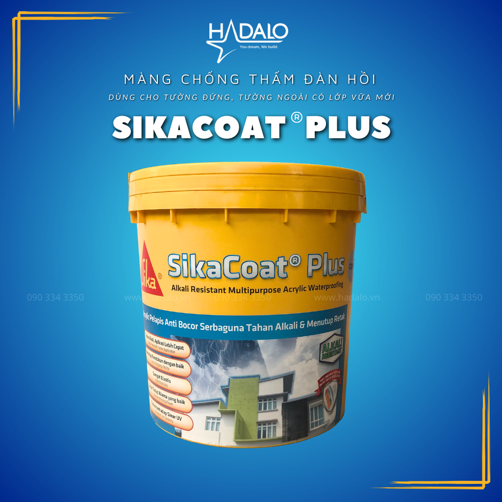 SikaCoat Plus - Chống thấm tường đứng, tường ngoài, phủ vết nứt – 4kg ...