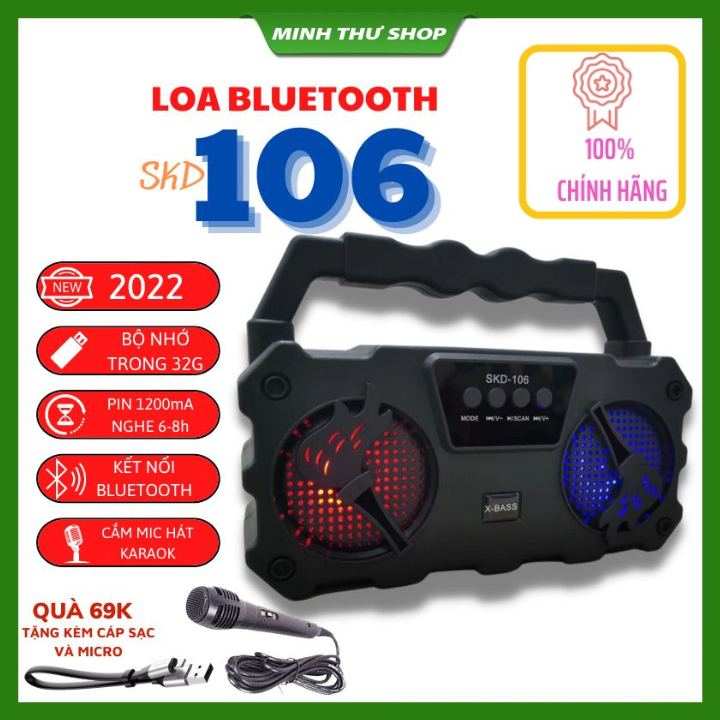 Loa Bluetooth Hát Karaoke SKD -106 Tặng Kèm Mic Nghe Nhạc Cực Đã Âm ...
