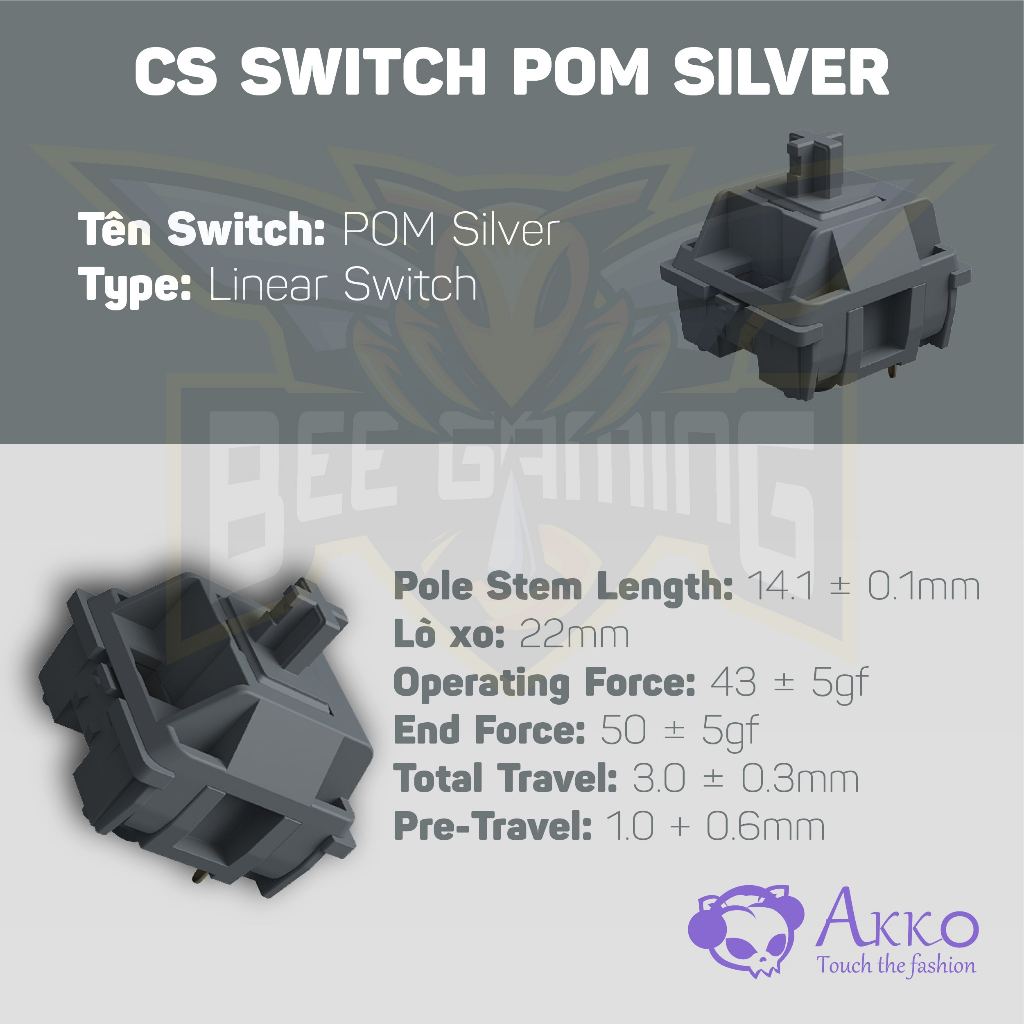 Bộ AKKO CS Switch - POM Brown / POM Pink / POM Silver (Hộp chứa 45 ...