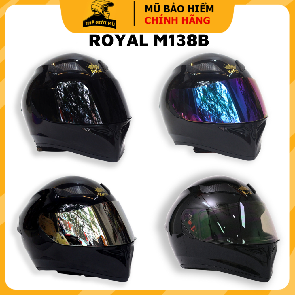 Nón bảo hiểm Full face Royal M138 đen bóng Tặng kèm kính thay thế ,mũ ...