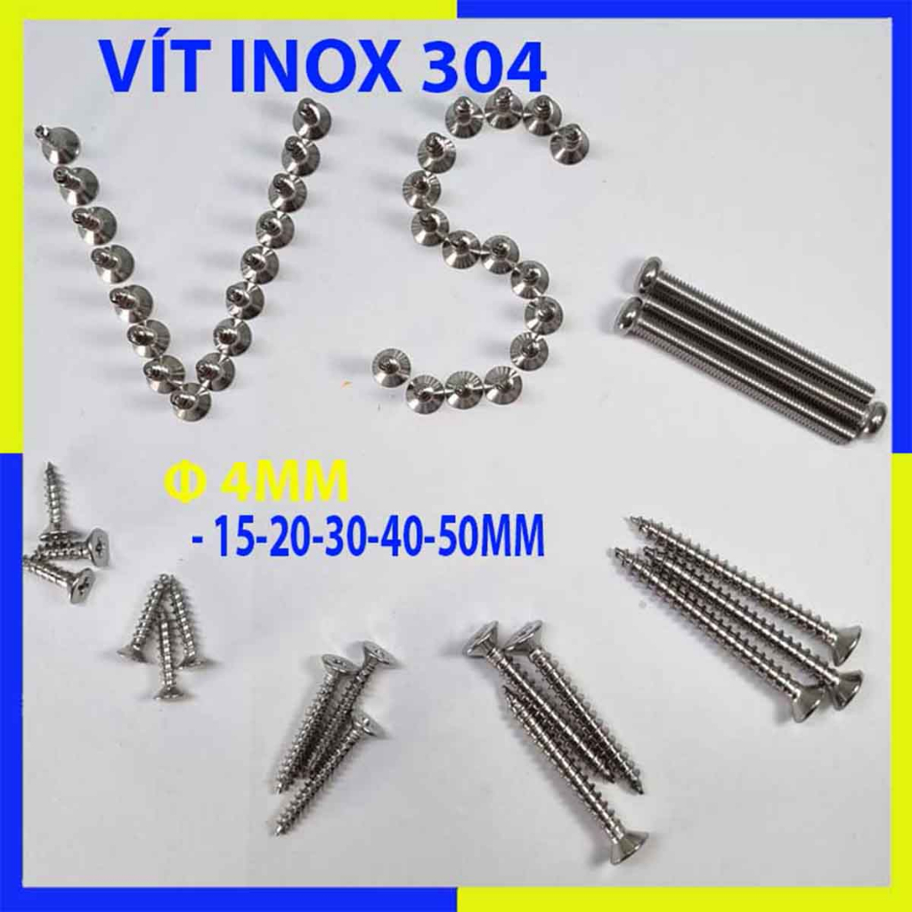 Vít inox 304 -15mm | Ốc vít inox chống gỉ sét - Không hút nam châm ...
