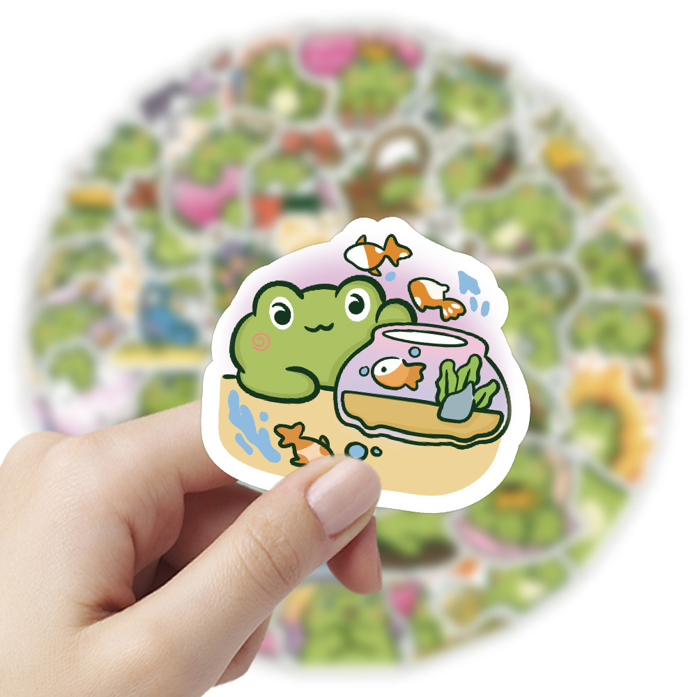 Combo 50 Sticker Ếch Xanh Dán Trang Trí Điện Thoại, Laptop, Mũ Bảo Hiểm ...