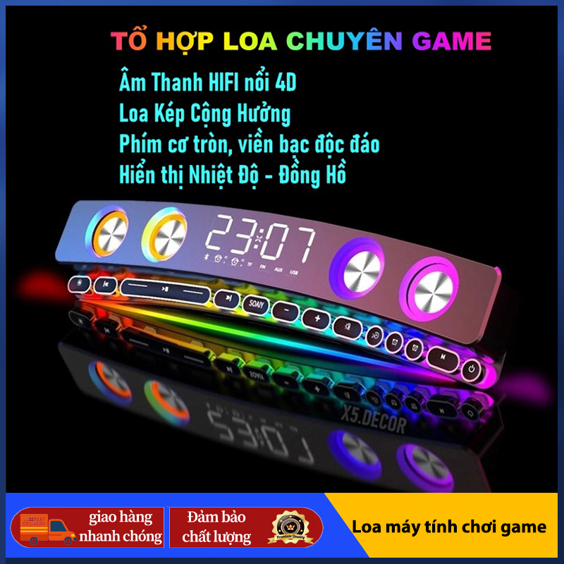 Loa Bluetooth LED RGB quang phổ 10 chế độ Led cao cấp-Tích hợp Đồng hồ ...