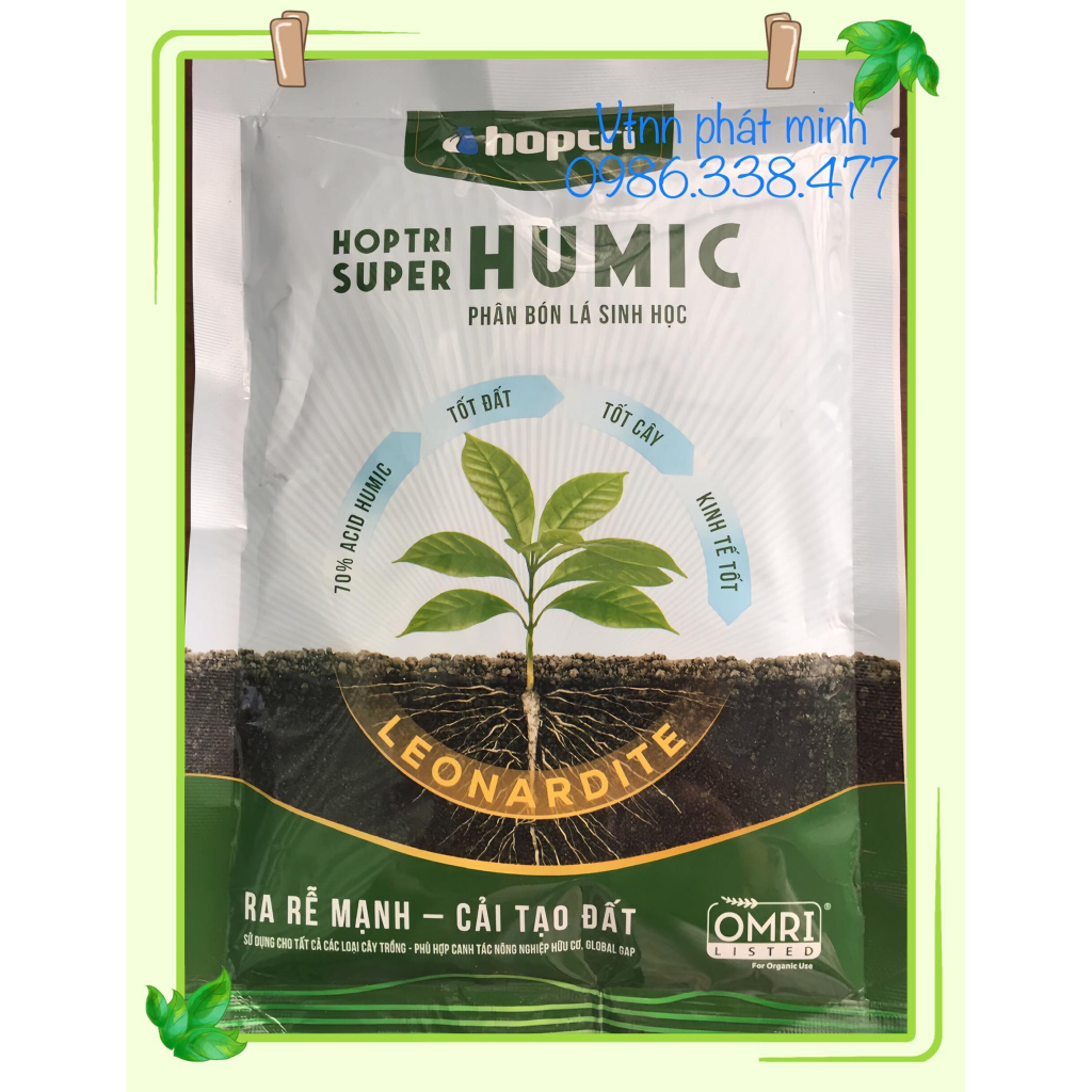 Phân bón Humic HỢP TRÍ SUPER HUMIC ra rễ cực mạnh dạng bột (gói 250 gam ...