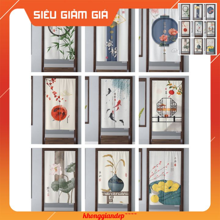 ( Tặng kèm thanh treo rèm ) Rèm cửa NOREN phong cách Nhật Bản 85cm x 150cm | Shopee Việt Nam