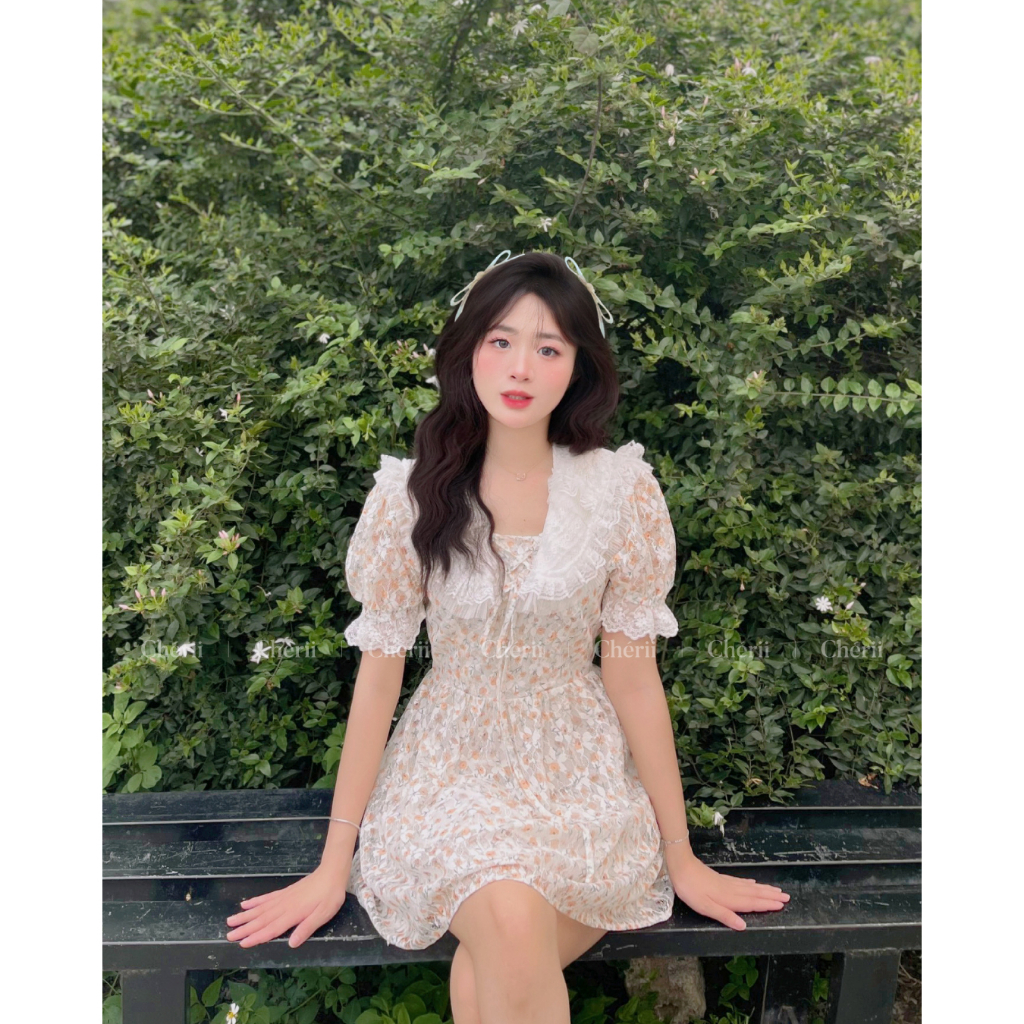 Sarah Dress - Đầm Ren Tiểu Thư Họa Tiết Hoa Vàng Chérii Room (Ảnh thật ...
