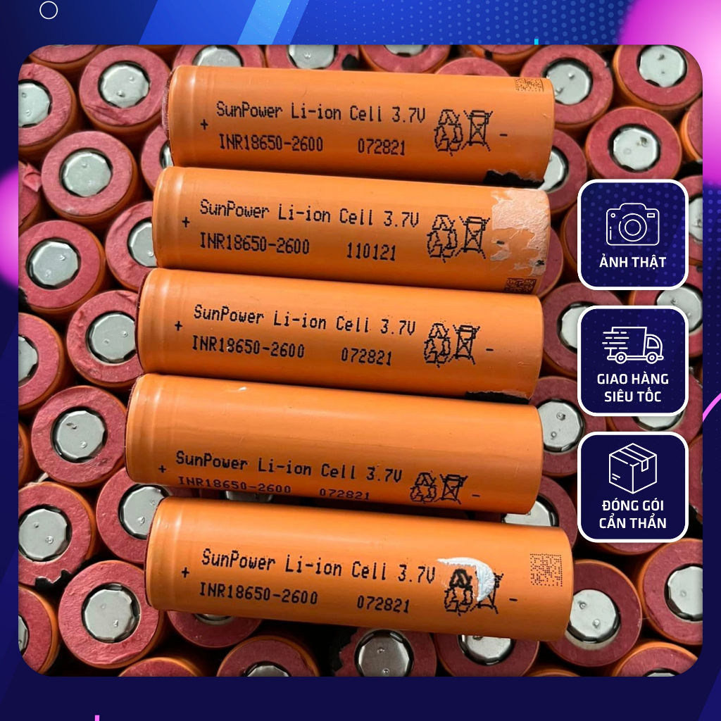 Pin Cell 18650 SunFlower dung lượng 3600mAh - 3.7V xả 20A tháo khối 12 ...
