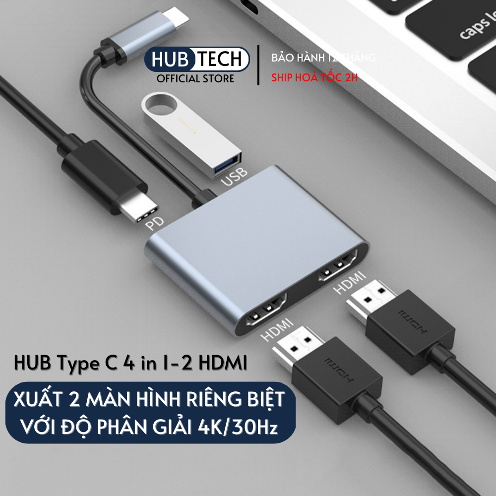 Type c to hdmi vga usb rj45 audio vv. Bộ chuyển đổi ra 2 màn hình máy ...