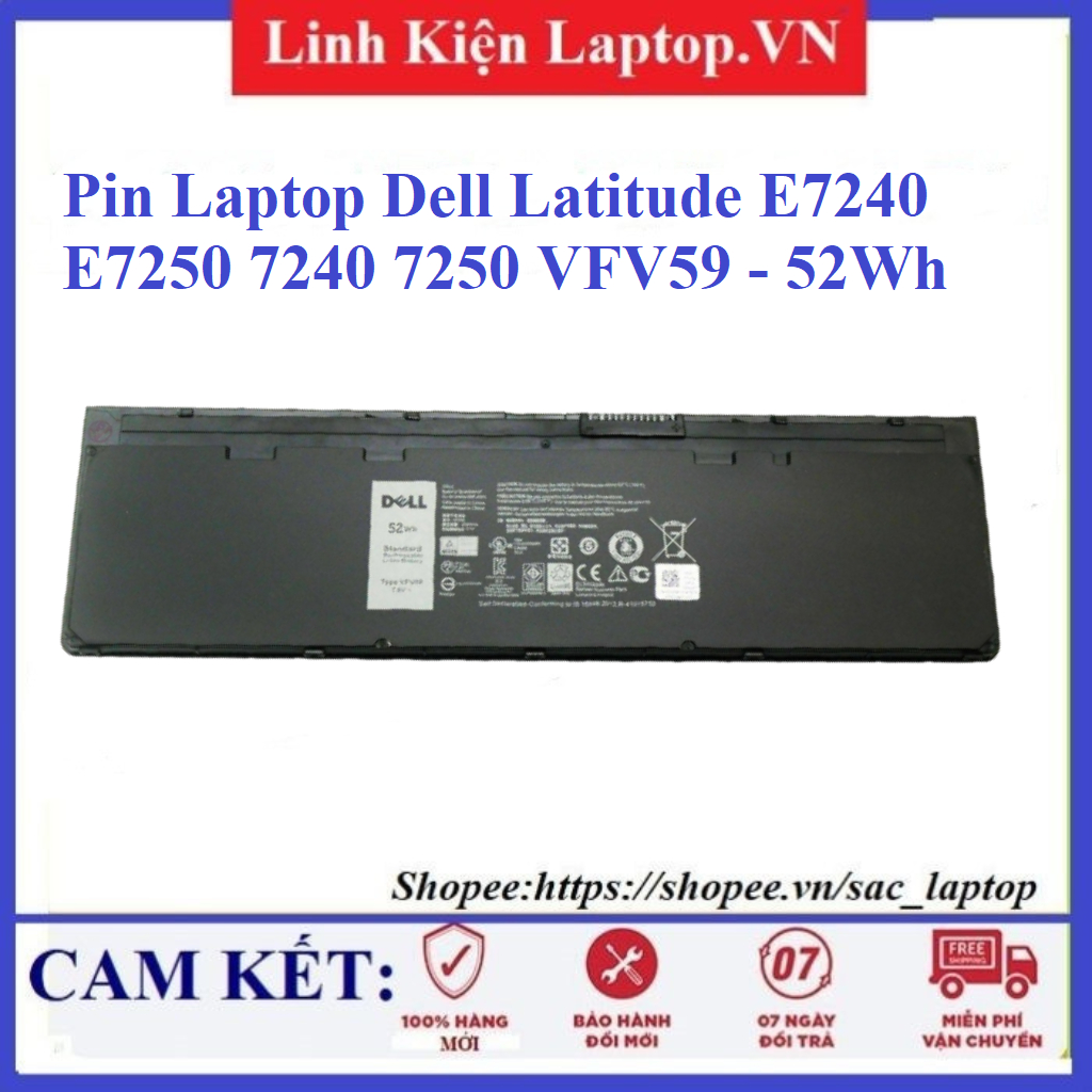 Pin Laptop Dell Latitude E7240 E7250 WD52H VFV59 7240 7250 52Wh Zin ...