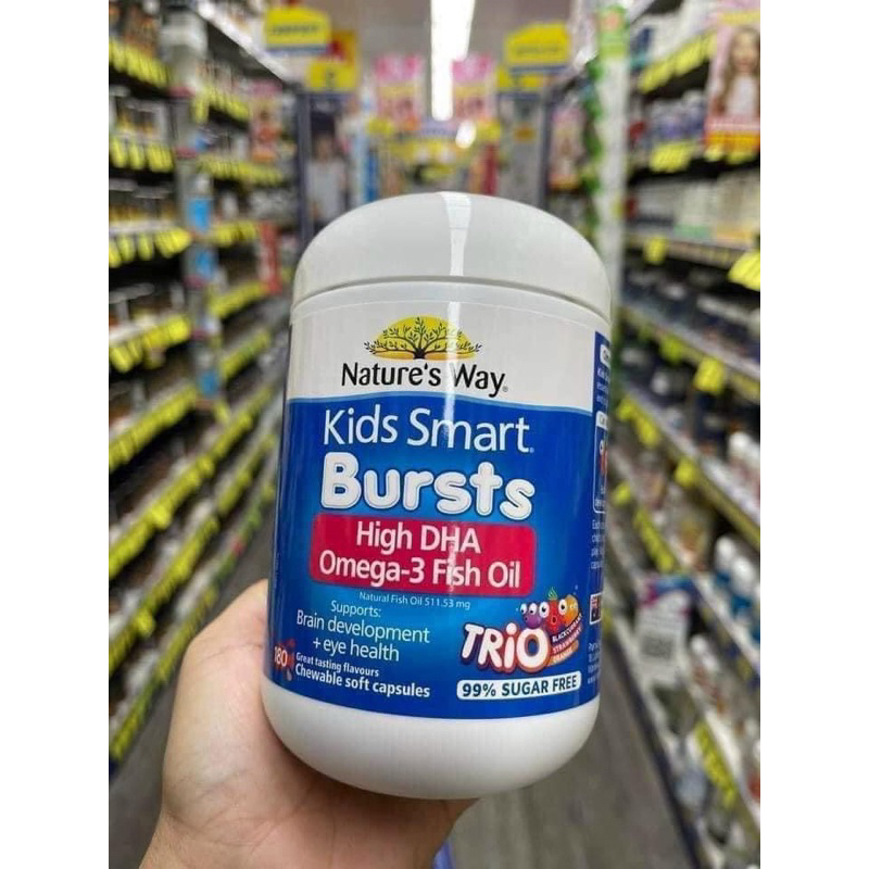 Kids Smart BURSTS Omega 3 Fish Oil High DHA TRiO Nature's Way 180 viên ...