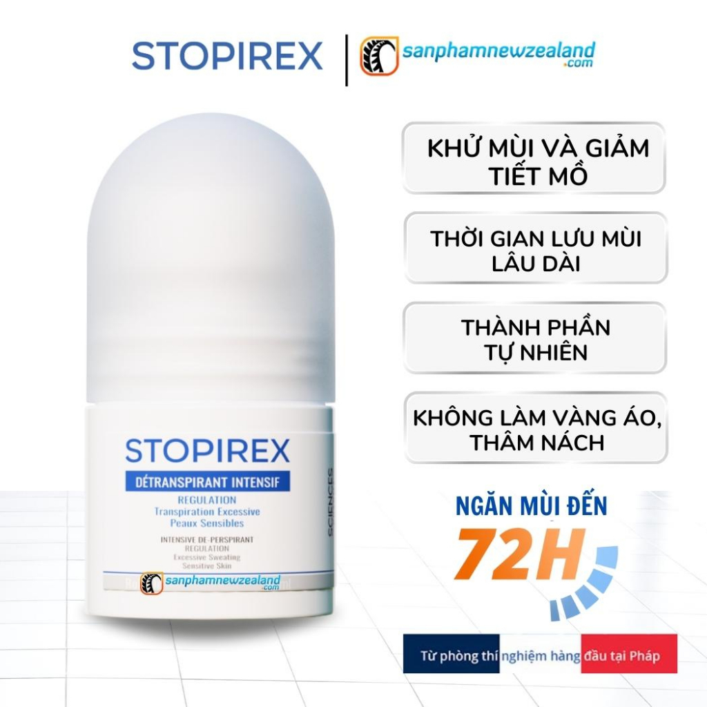 Lăn khử mùi kháng khuẩn, ngăn tiết mồ hôi Stopirex Détranspirant ...