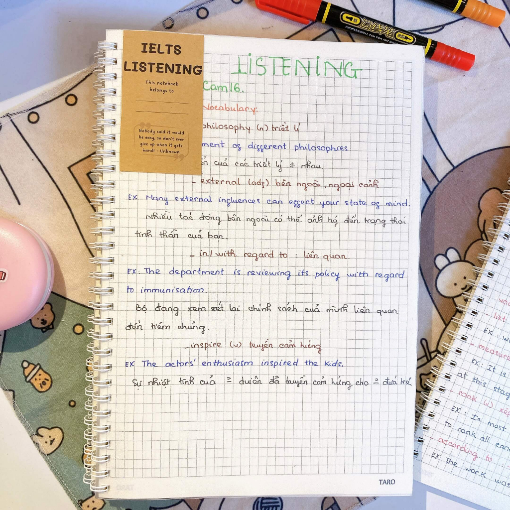 Combo Ielts Sổ Lò Xo, Bìa sổ còng binder A4 B5 A5 20 26 30 lỗ take note các kĩ năng Taro ...