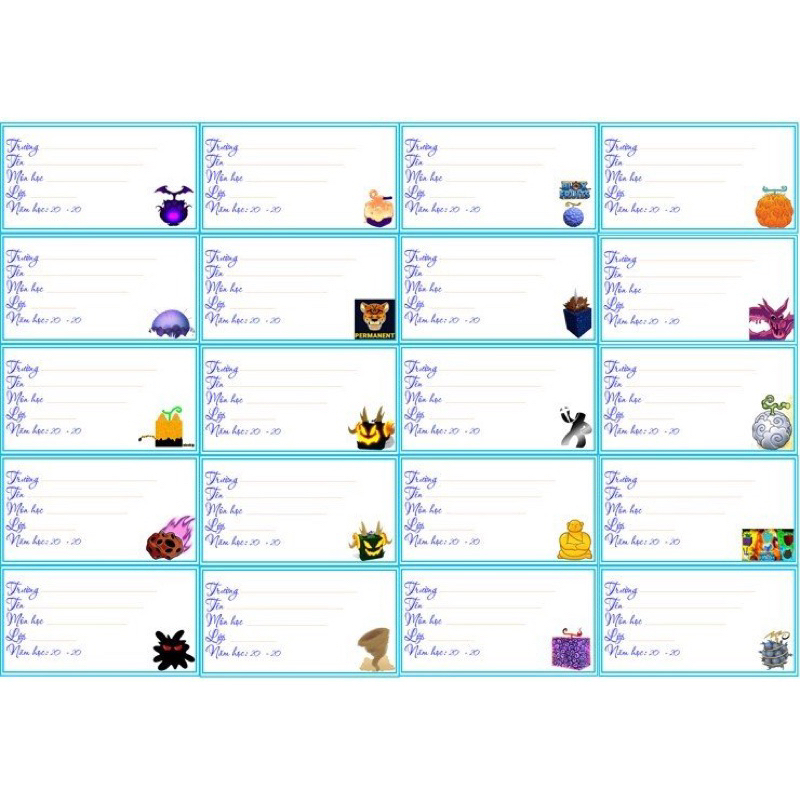 Nhãn vở Blox fruits 60 nhãn khác nhau / nhãn dán Blox fruit | Shopee ...