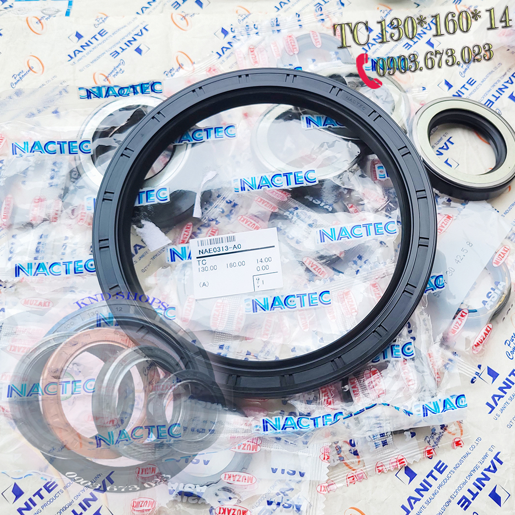 [01cai] Phớt cao su chặn nhớt Nactec TC 130*160*14, Phốt chặn dầu trục ...