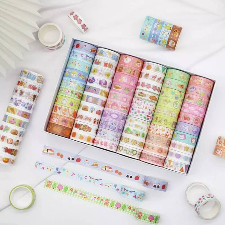 Lẻ 1 Cuộn băng dính washi tape dán trang trí họa tiết hoạt hình dễ ...