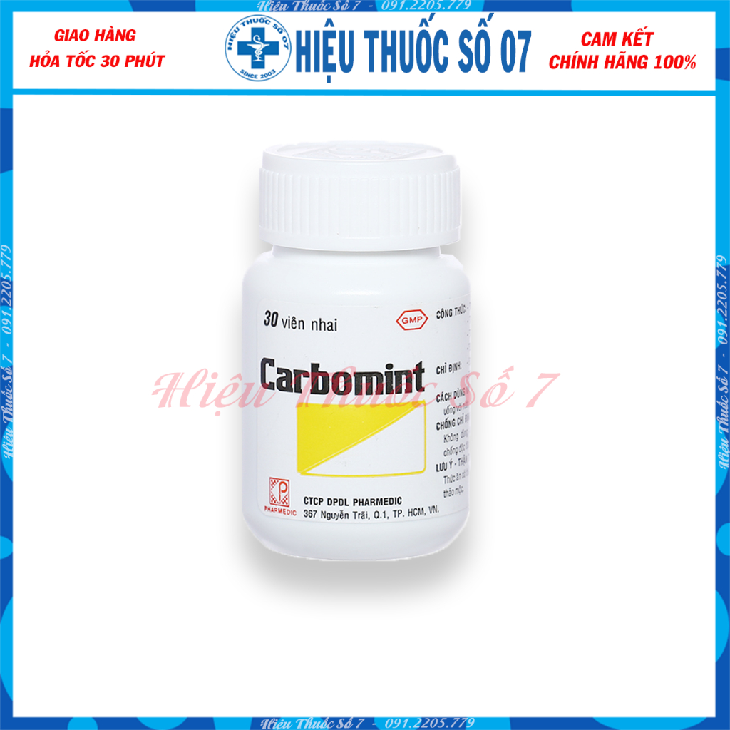 Viên nhai Carbomint giảm đầy hơi, tiêu chảy lọ 30 viên | Shopee Việt Nam