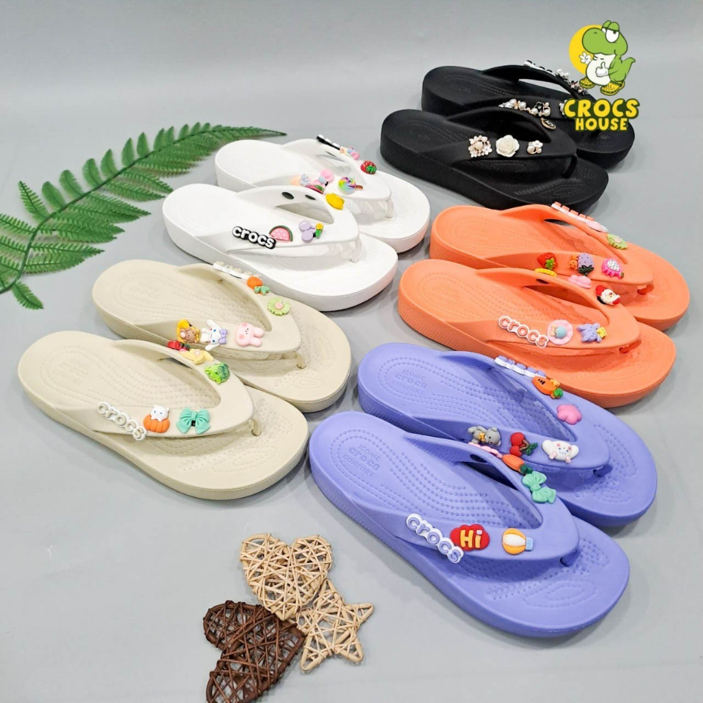 Dép xỏ ngón crocs baya platform flip nữ đế 3 phân tặng kèm 6 jibbitz ...