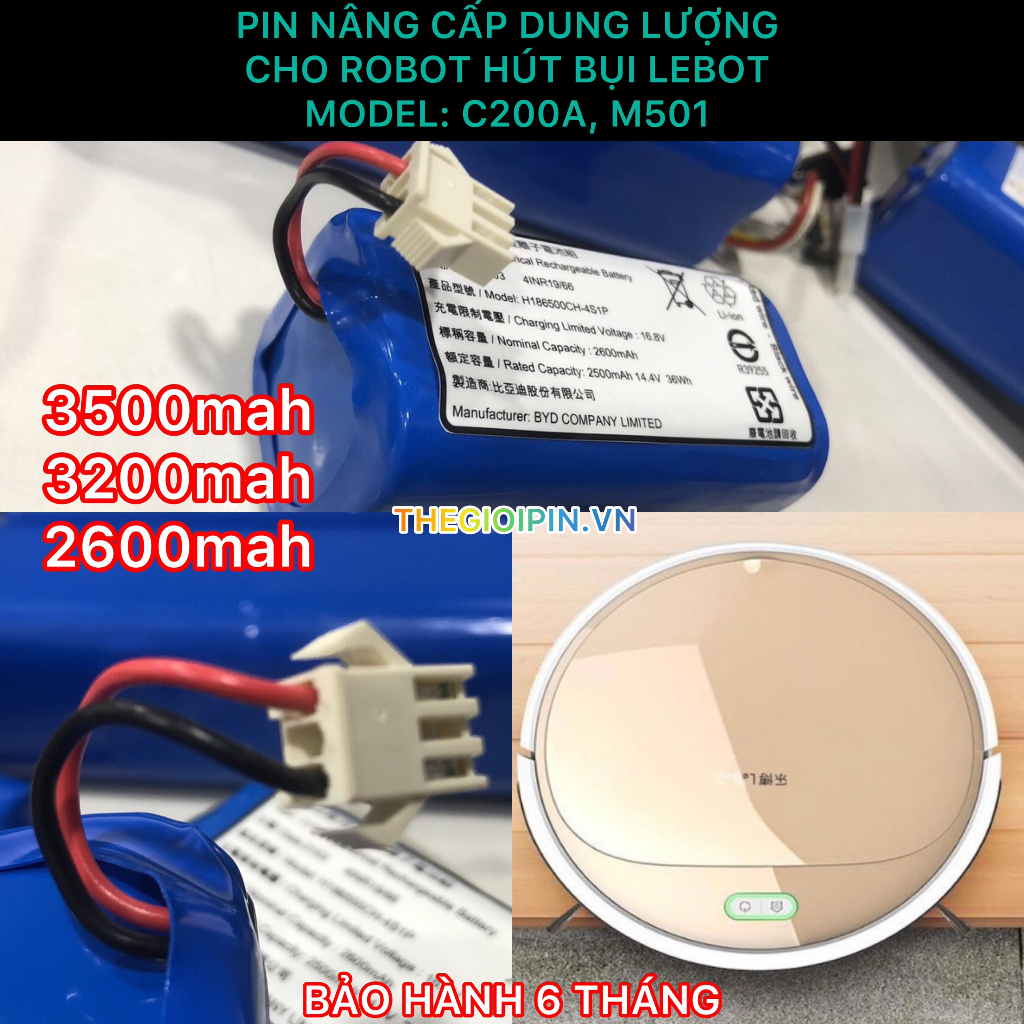 PIN NÂNG CẤP ROBOT HÚT BỤI LEBOT MODEL: LEBOT C200A, M501,C100 (CHÍNH ...