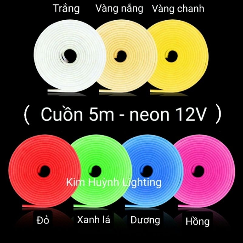 Dây đèn led neon flex DC12V uốn chữ giá rẻ (cuồn 5m chưa nguồn ...