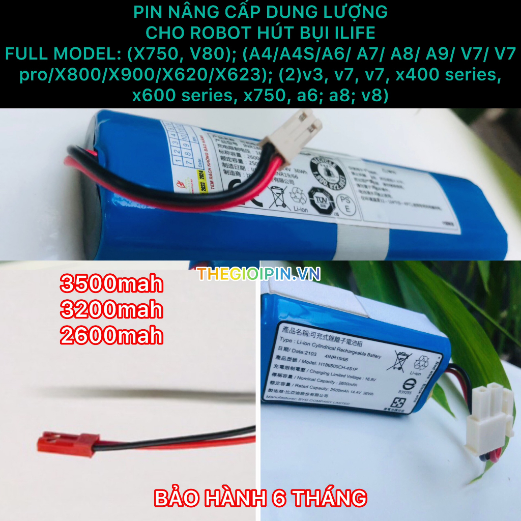 PIN DUNG LƯỢNG CAO ( BH 6 THÁNG) NÂNG CẤP CHO PIN ROBOT HÚT BỤI ILIFE ...