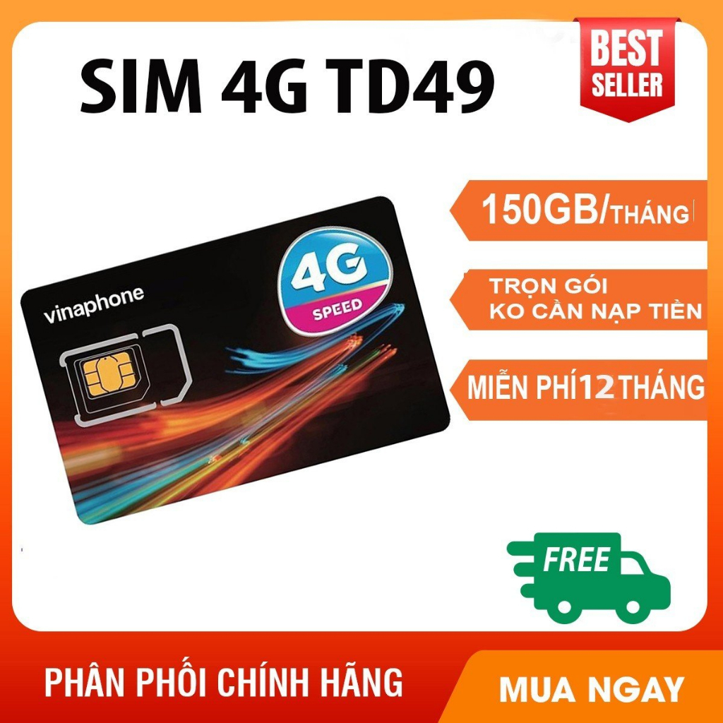 [SIM DATA 4G TD49] Sim4G TD49 Vinaphone , Tổng Data 1200GB Sử Dụng 1 Năm | Shopee Việt Nam