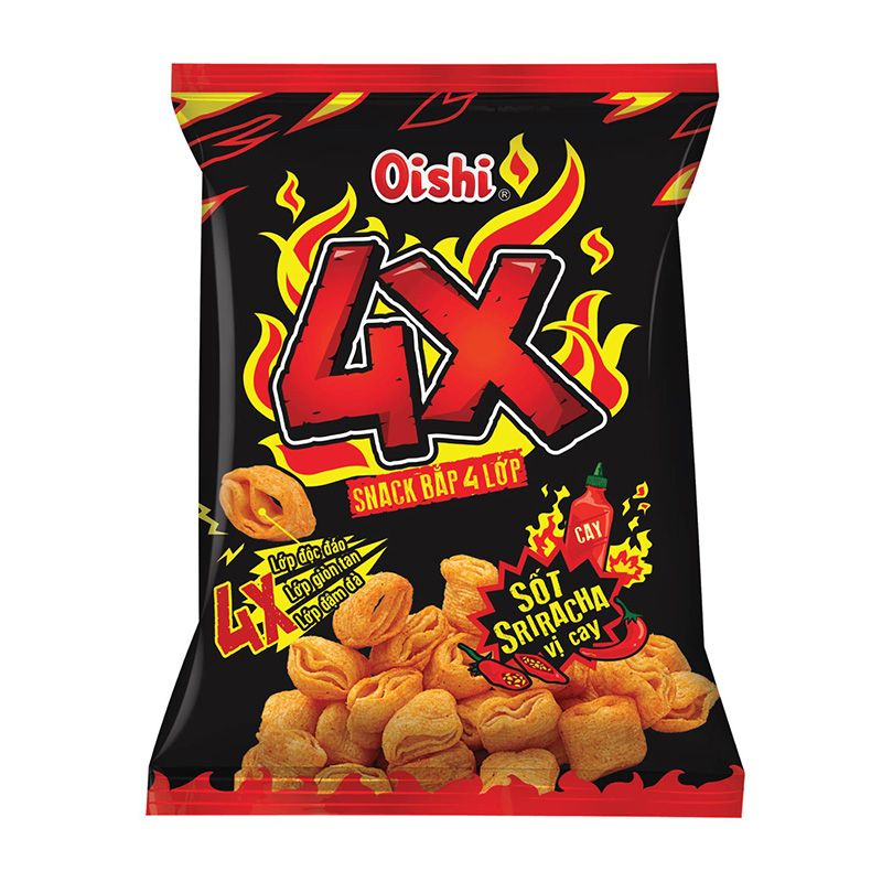 Snack Oishi bắp 4X sốt Sriracha vị cay 75g | Shopee Việt Nam