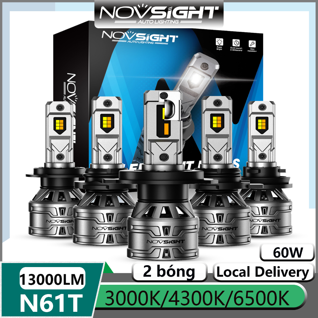 2 Bóng 3 Màu Đèn Pha LED Novsight N61T 9005 9006 H4 H7 H11 Đèn LED Cho Đèn Sương Mù Chùm Cao ...