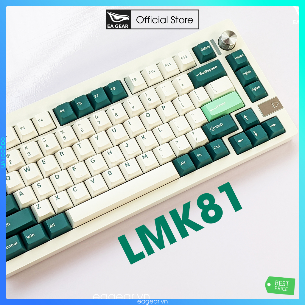 Kit bàn phím cơ custom LMK81 White (via, nhôm, 3 modes, gasket mount ...