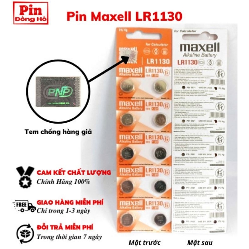 PIN NÚT LR1130 MAXELL CHÍNH HÃNG - PIN CÚC AG10/189/LR1130/LR54 ĐỒNG HỒ ...