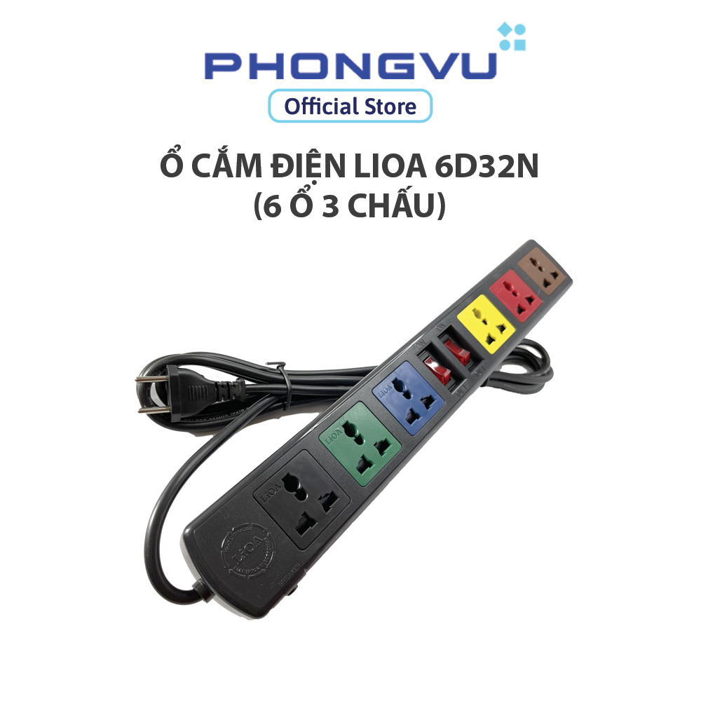 Ổ cắm điện Lioa 6D32N (6 ổ 3 chấu) - Bảo hành 24 tháng | Shopee Việt Nam