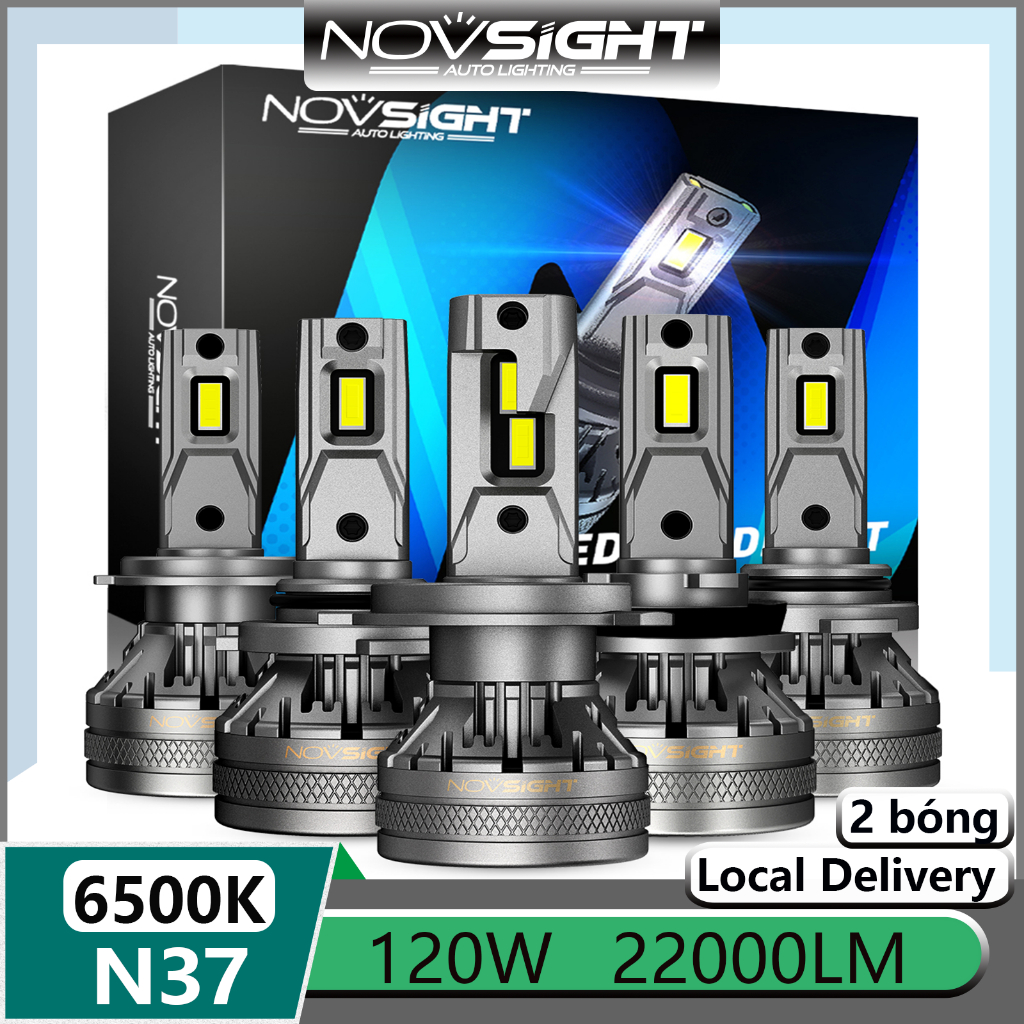 2 bóng Đèn pha LED Novsight N37 9005 (9005) 9006 (9006) H4 H7 H11 120W ...