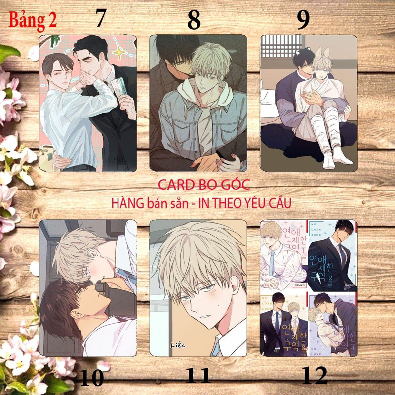 Card hình No love zone BL / No love zone 6 ảnh bo góc khác nhau/ Thẻ card No love zone BL / No ...