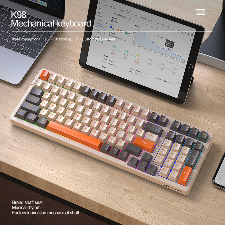 Bàn Phím Cơ Không Dây Attack Shark K98 Pro, 3 Mode Bluetooth, 2.4G, Type-c | Shopee Việt Nam