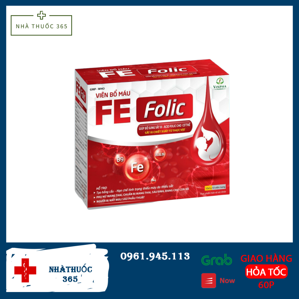 Viên bổ máu FE FOLIC - Giúp bổ sung sắt III, acid folic cho cơ thể ...