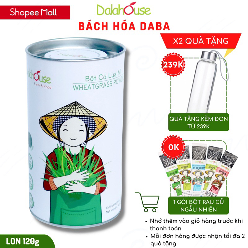 Bột Cỏ Lúa Mì nguyên chất sấy lạnh Dalahouse Lon giấy 120g | Shopee Việt Nam