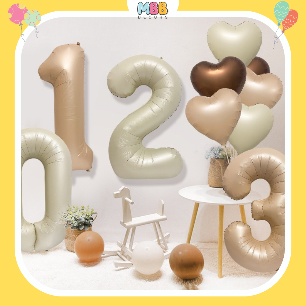 [TẶNG ỐNG HÚT THỔI] Bóng Số Sinh Nhật Màu Trắng Kem Tông Hàn Quốc Cao 70cm Hot Trend Chụp Ảnh ...