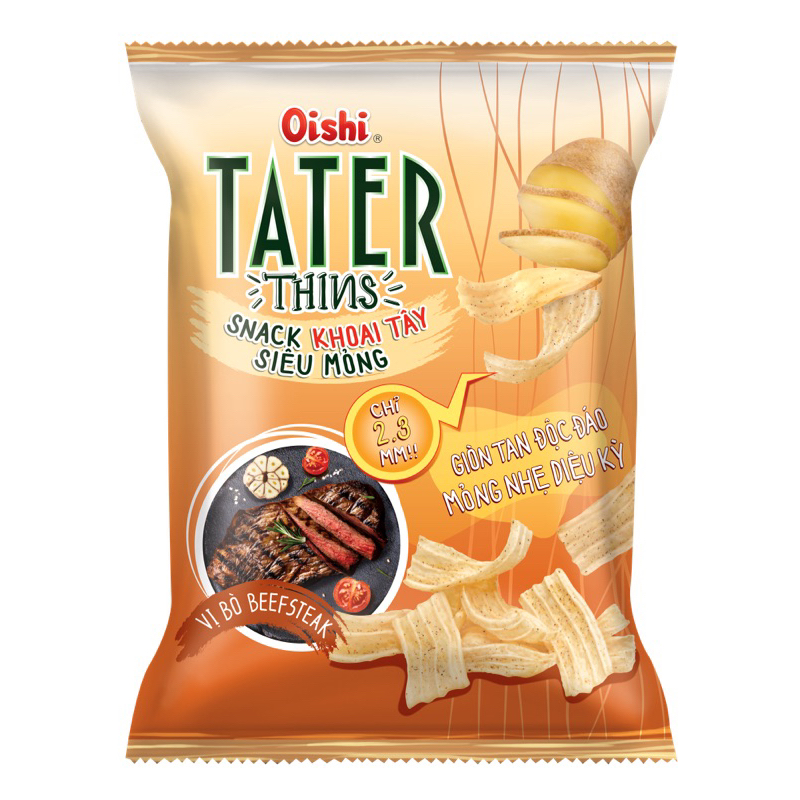 Snack Oishi TATER THINS 68gr Đầy Đủ 3 Vị : Tảo Biển - Dưa Leo - Bò ...