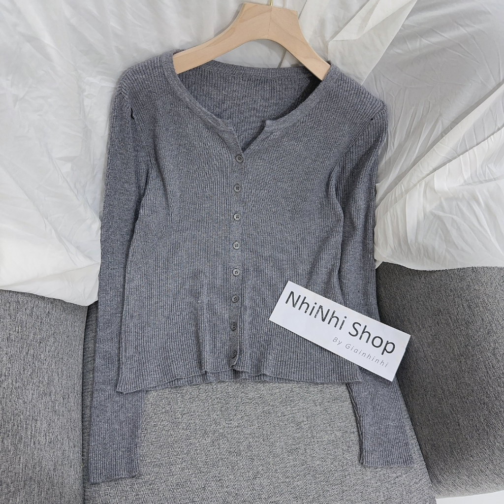 Áo len tăm khuy nhỏ, Áo khoác cadigan dáng vừa AL9915 - NhiNhi Shop ...