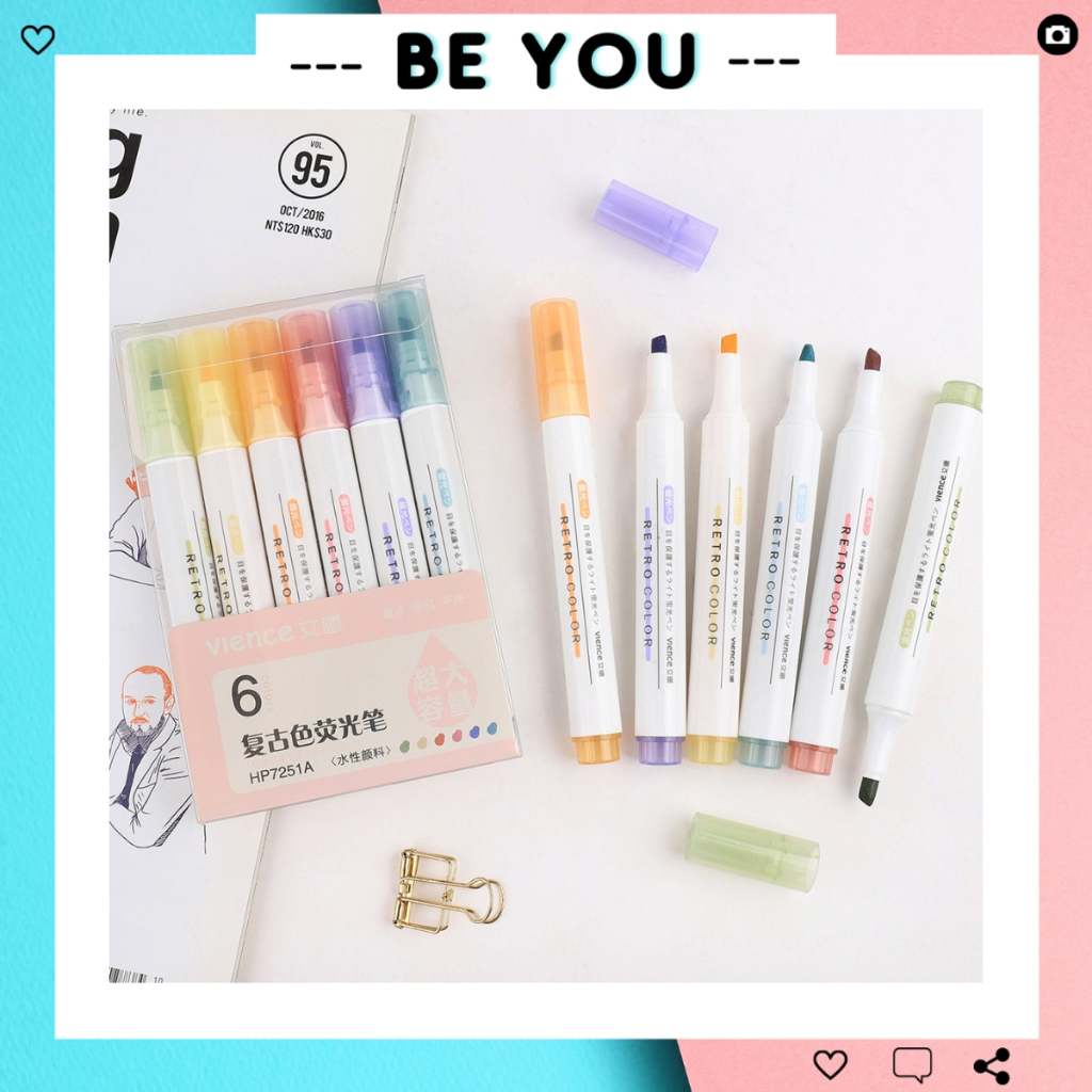 Bút Dạ Quang 6 Màu Highlight Pastel, Combo 6 Bút Nhớ Dễ Thương - BEYOU ...